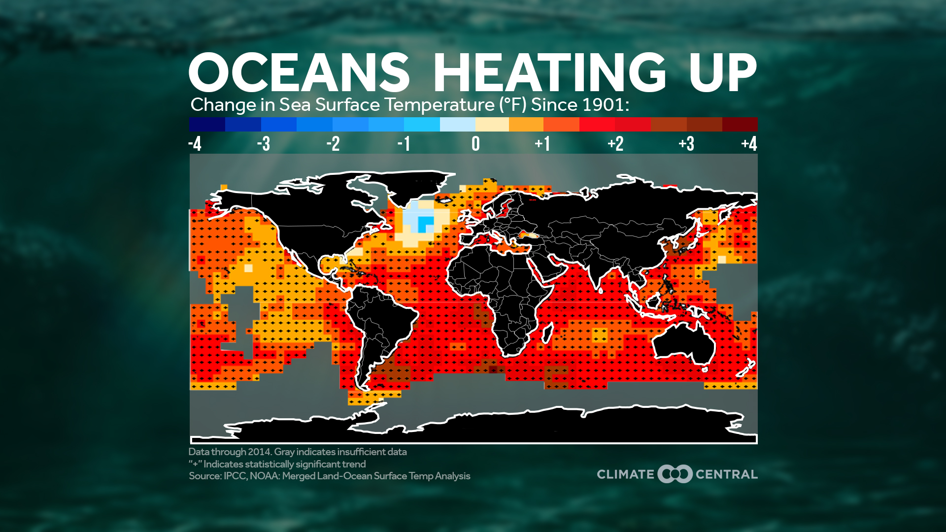 Map: Change in Sea Surface Temperature in °F Since 1901 | Climate Signals