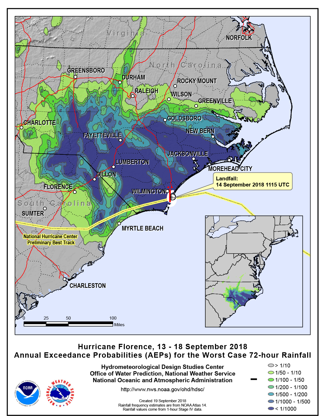AEP Map: Hurricane Florence, 13-18 September 2018 | Climate Signals