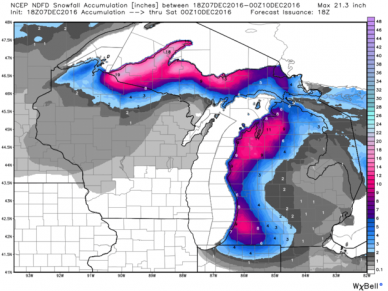 Map: The best snow totals forecast map for this lake-effect storm ...