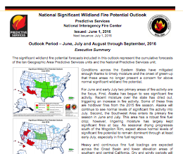 Outlook: June, July, August and September 2016 Significant Wildland ...