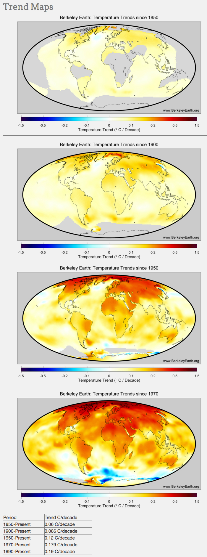 Maps: Accelerating Temperature Trends Since 1850 | Climate Signals