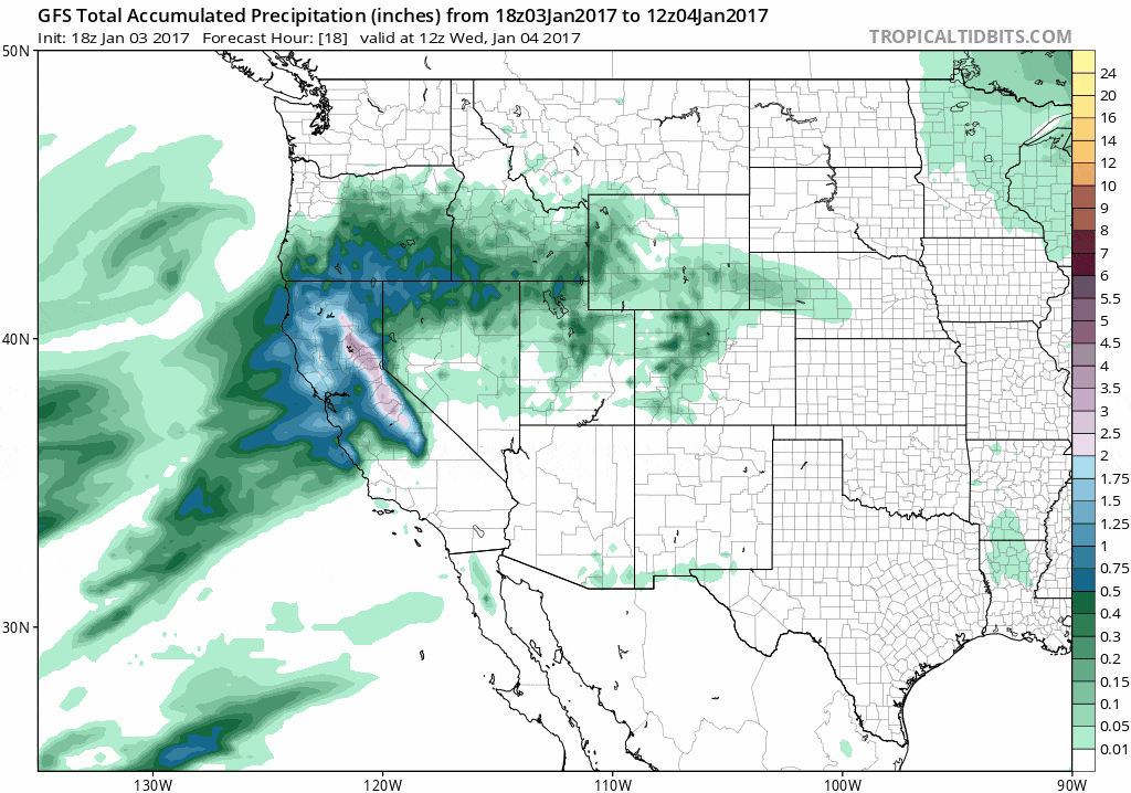 Gif: Global Forecasting System (GFS) total accumulated precipitation ...