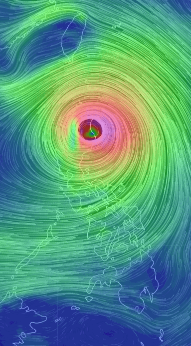 Gif: Typhoon Haima 850hPa Winds near Landfall | Climate Signals