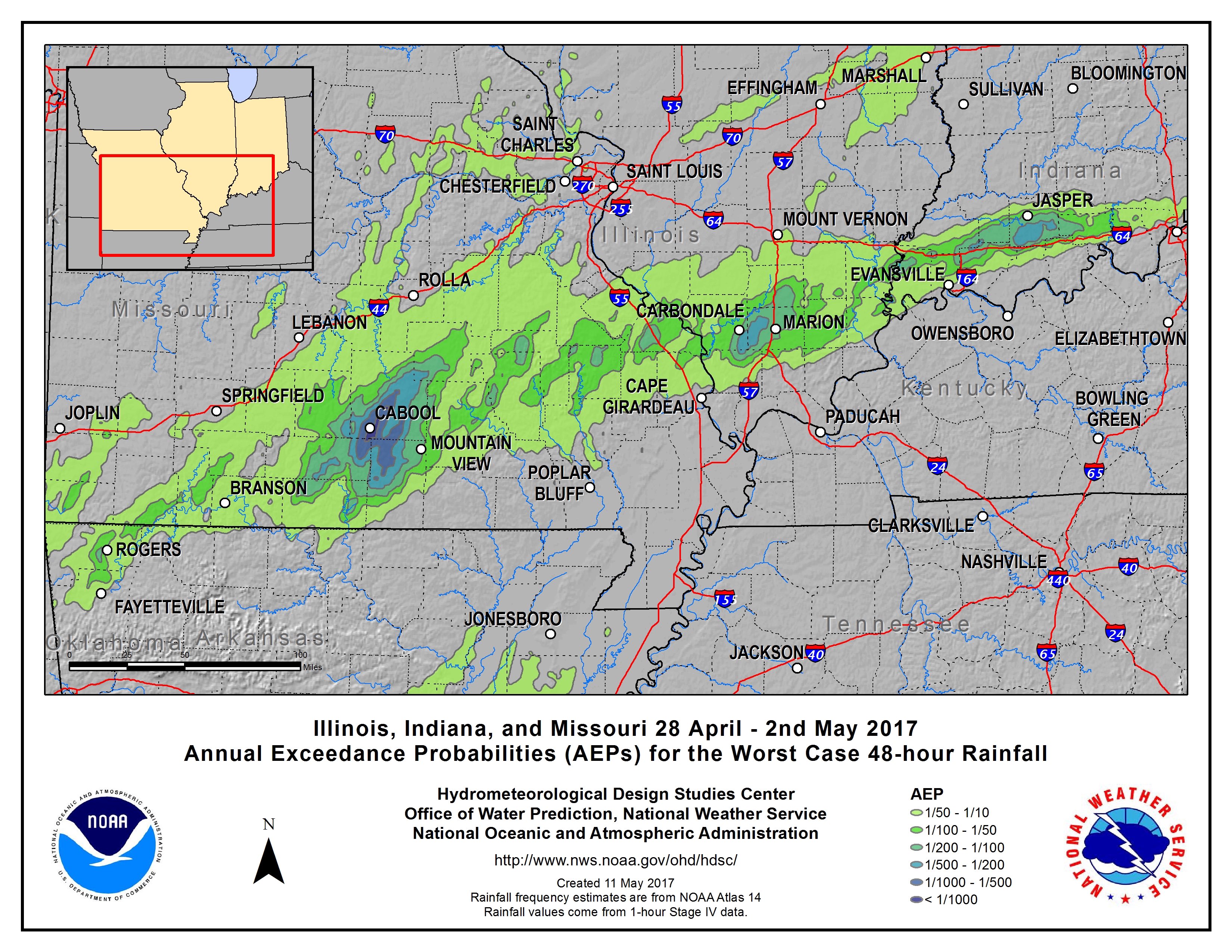 Chart: Midwest Rainfall AEP April 28 - May 2 2017 | Climate Signals