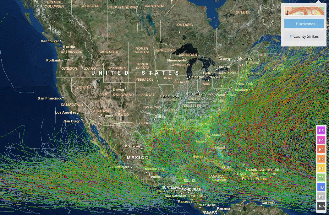 Interactive Map: Historical Hurricane Tracks | Climate Signals