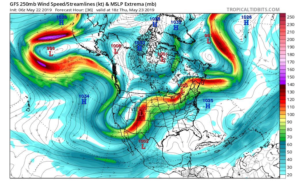 Map: 250mb forecast for May 23, 2019 | Climate Signals