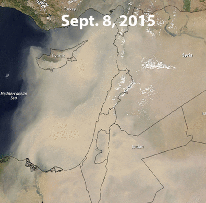 Climate Signals | Gif: Dust storm sweeps across Middle East, Sept 7-8