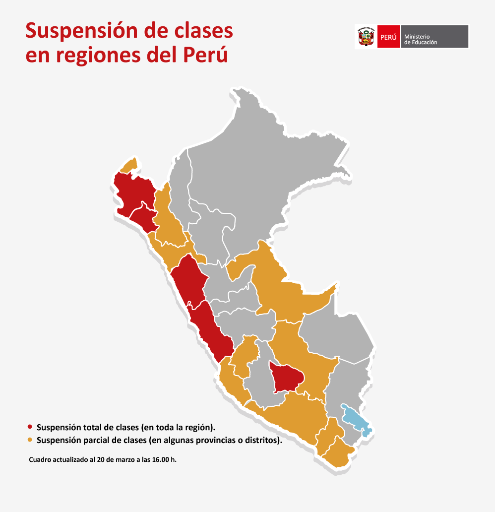 Map: Areas in Peru where schools are closed due to flooding, March 20 ...