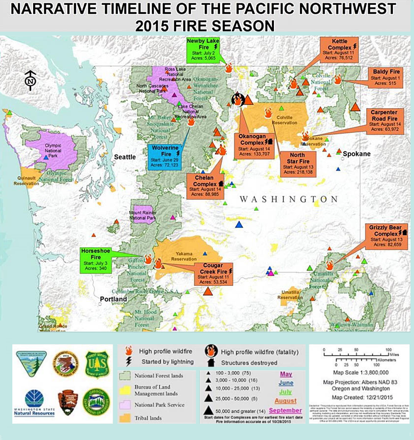 Map: Washington Fires in 2015 | Climate Signals
