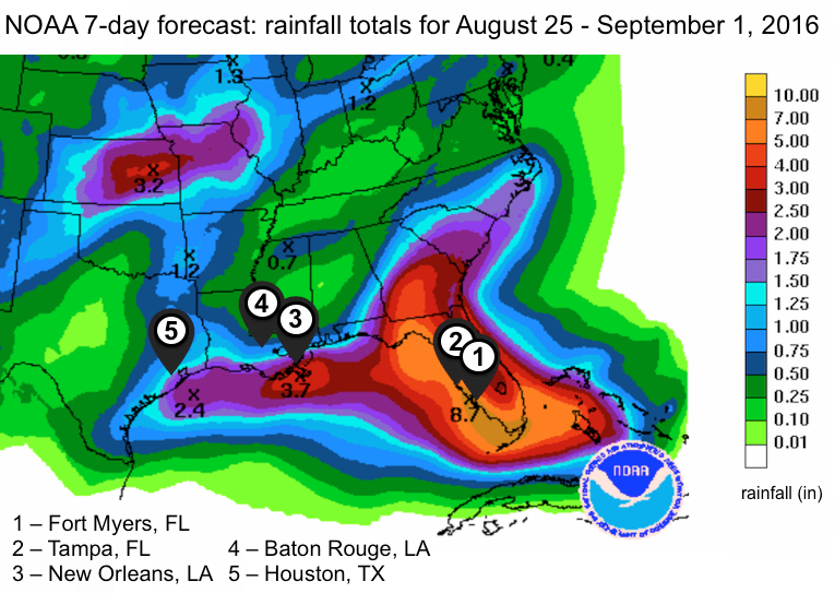 Climate Signals | Map: 7-day forecast rainfall totals for August 25 ...