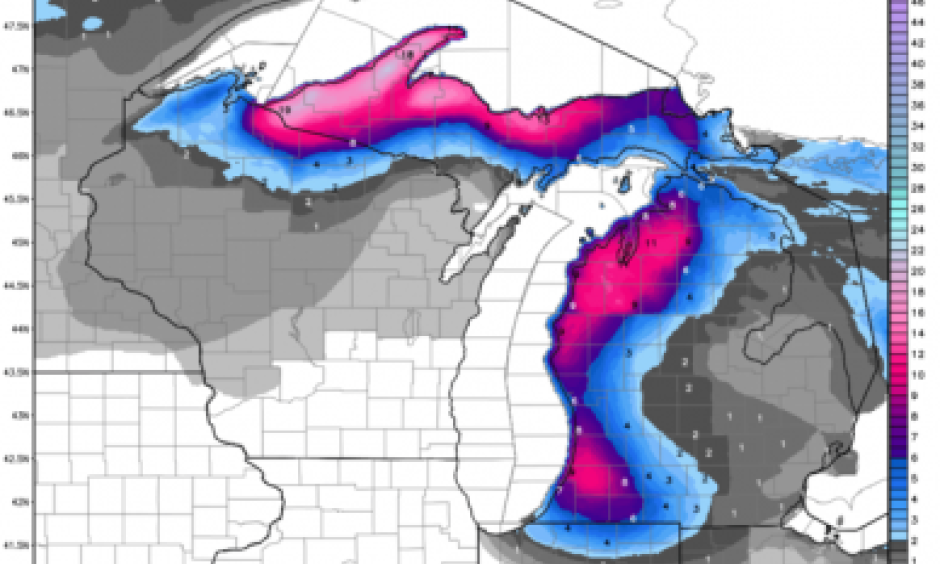 Map: The best snow totals forecast map for this lake-effect storm ...