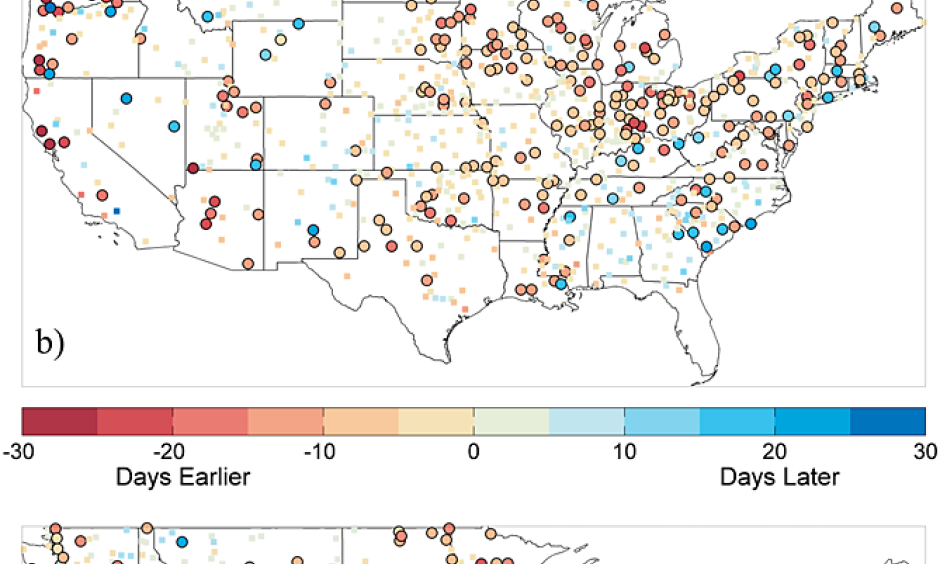 Maps: US Timing of Green-up and Last Spring Freeze for 1920-2013 ...