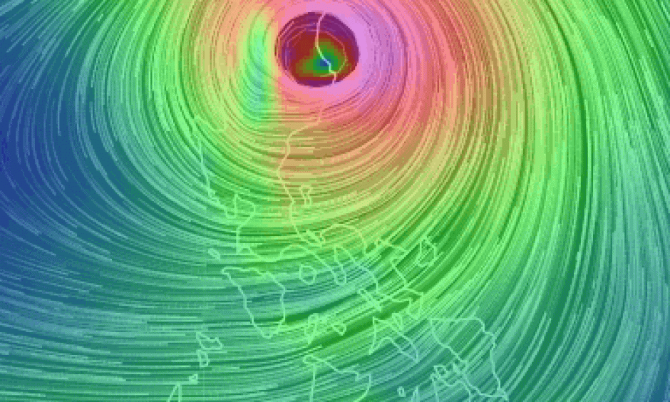 Gif: Typhoon Haima 850hPa Winds near Landfall | Climate Signals