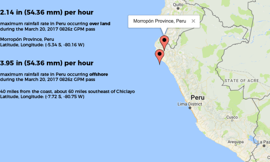 Reports: Extreme hourly rainfall rates, Northwest Peru, March 20, 2017 ...