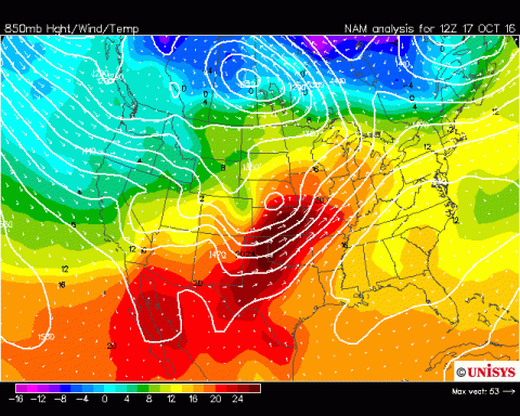 Map: US 850 mb weather conditions for October 17, 2016 | Climate Signals