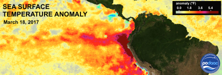 Map: Sea Surface Temperature Anomaly Near Peru, March 18, 2017 ...